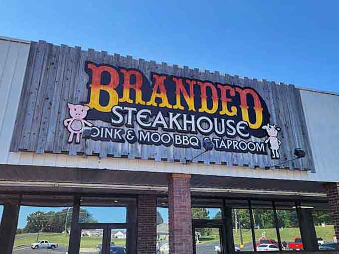 Those playful pig and cow mascots aren't just cute&mdash;they're announcing a delicious marriage of steakhouse excellence and barbecue mastery.