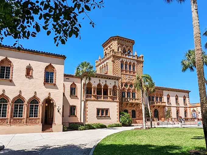 Venetian Gothic architecture meets Florida sunshine in this waterfront palazzo that'll make you check your passport twice.