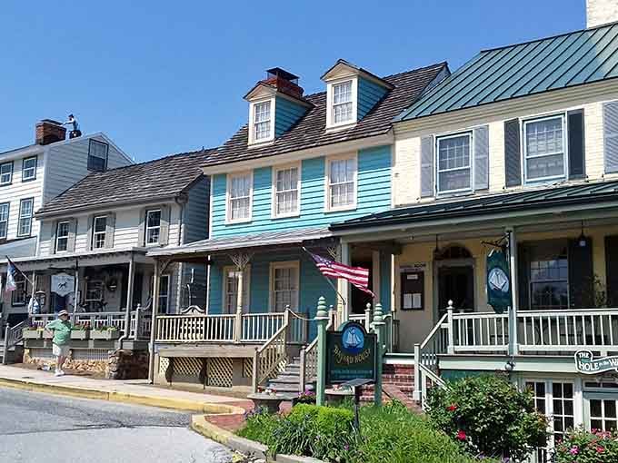 Pastel-painted houses line the waterfront like a box of saltwater taffy come to life.