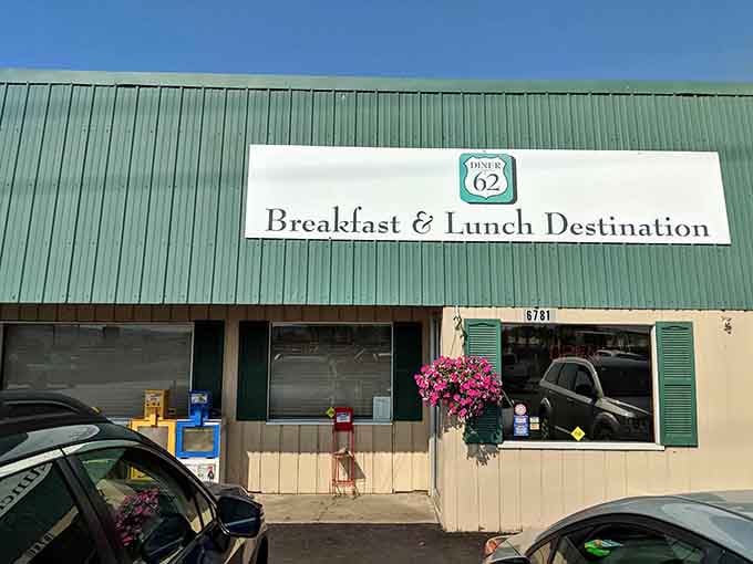 Simple green trim and straightforward signage tell you this spot focuses on what matters: feeding people well without the fuss.