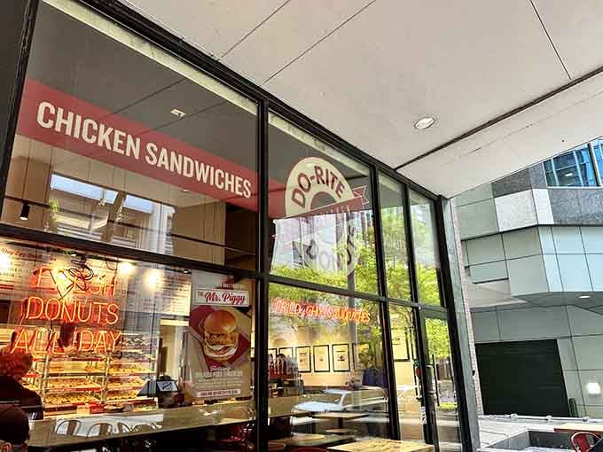When the window advertises chicken sandwiches AND donuts, you know someone's thinking outside the box&mdash;and we're here for it.