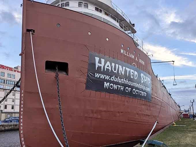 When a massive freighter advertises "Haunted Ship," you know October in Duluth just got seriously spine-tingling.