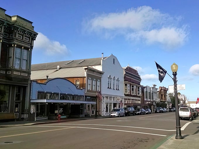 These pastel-colored facades look like someone decorated a historic street with an entire paint store's worth of cheerful hues.
