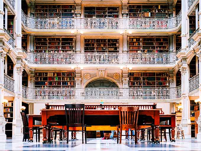 Five stories of books stacked like the world's fanciest layer cake, and you're invited to feast your eyes.