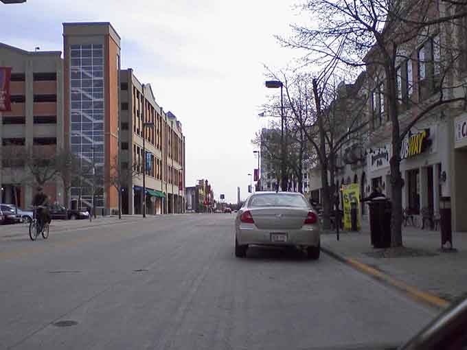 Green Bay's revitalized downtown mixes contemporary buildings with historic facades, creating an architectural conversation across generations.