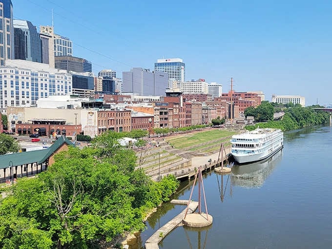 This riverside view proves that some towns know how to blend urban energy with natural serenity.