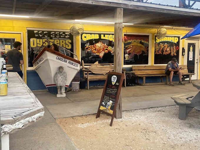 When a boat named Carolina Princess sits outside your restaurant, you know the seafood's going to be legit.