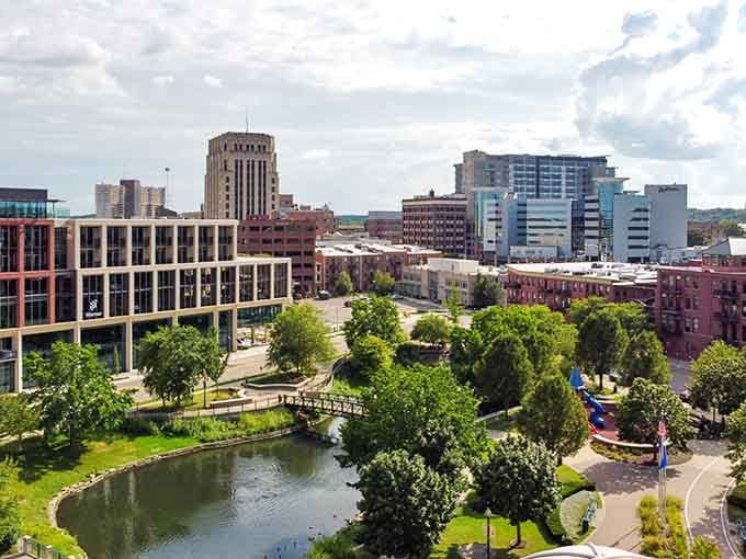 Those dramatic clouds frame Kalamazoo's skyline like a Renaissance painting, proving Midwest cities have serious artistic flair.