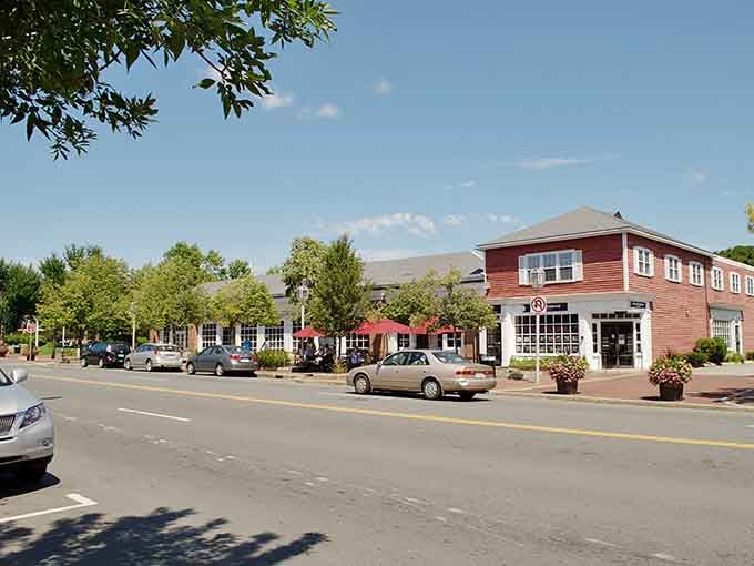 Charming red buildings anchor a downtown where parking is easy and the pace is even easier to love.