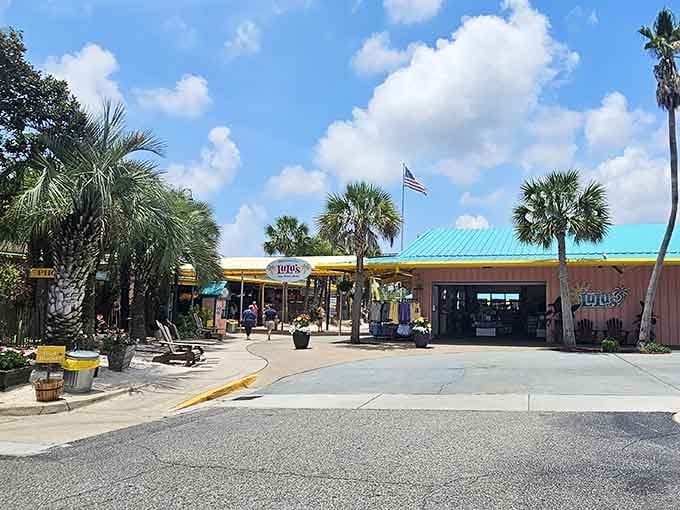 Palm trees swaying over a restaurant means you're about to eat something delicious with a waterfront view to match.