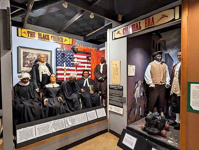 Lifelike wax figures bring pivotal moments in African American history to vivid, powerful life in these detailed displays.