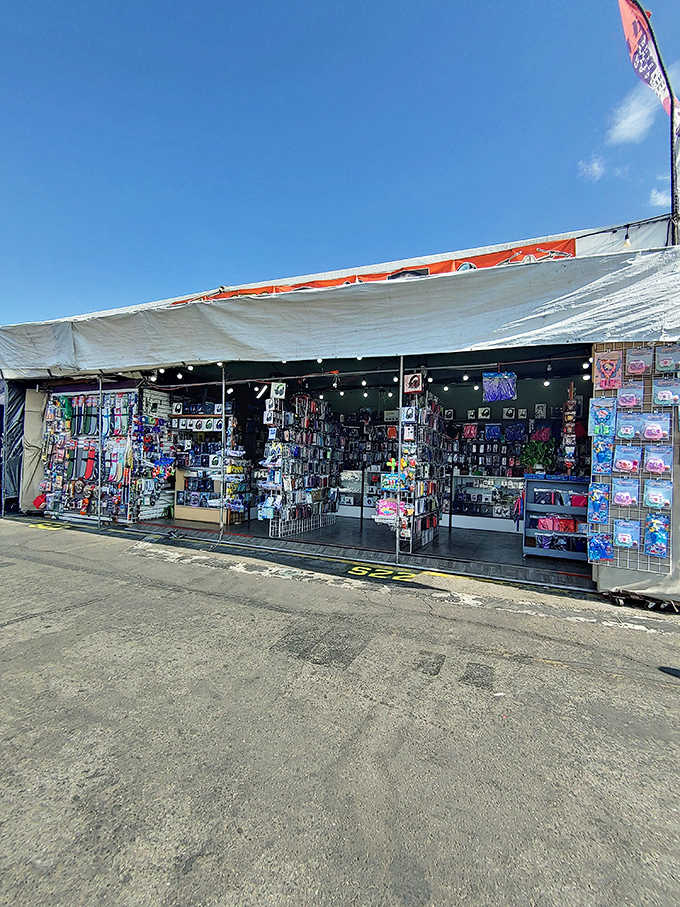 This booth overflows with merchandise like a game show prize wall&mdash;except you actually get to take things home.