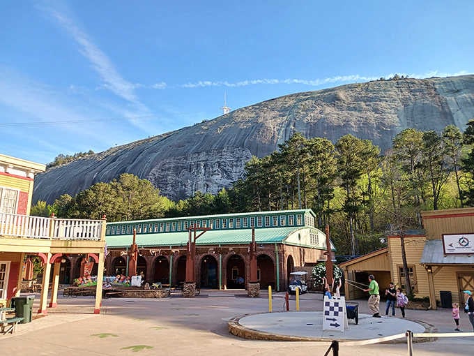 That massive granite dome rising from the forest looks like nature's own monument to permanence and patience.