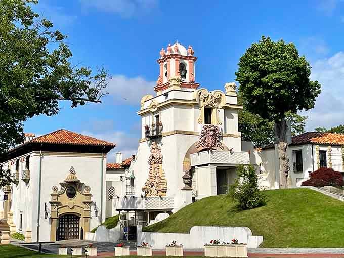 White stucco walls and ornate Spanish Revival details create an elegant escape that feels worlds away from the Bronx.