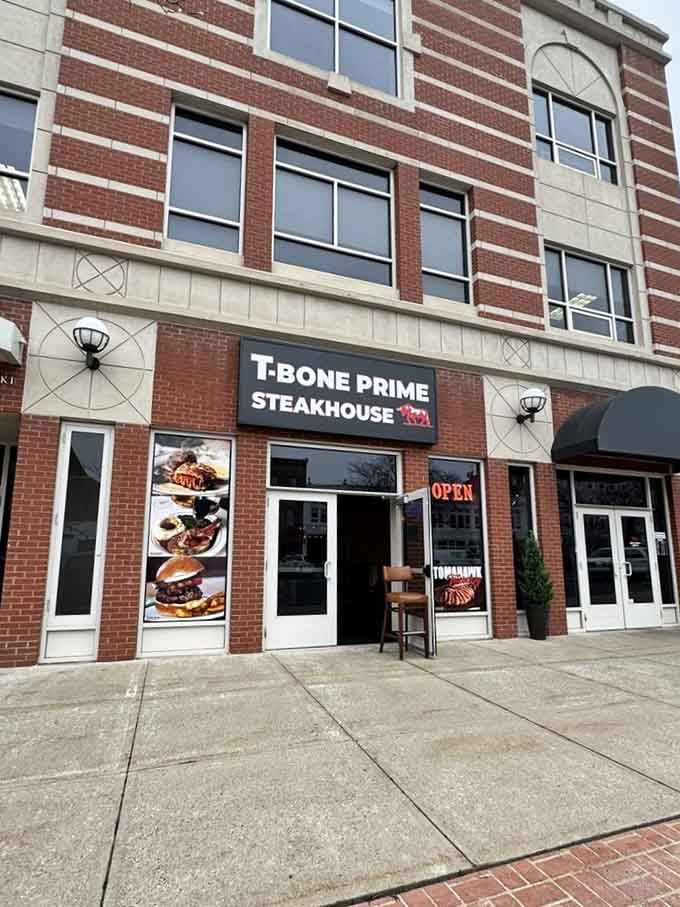 That bold signage on brick tells you everything: serious steakhouse credentials in a downtown setting that's easy to find.