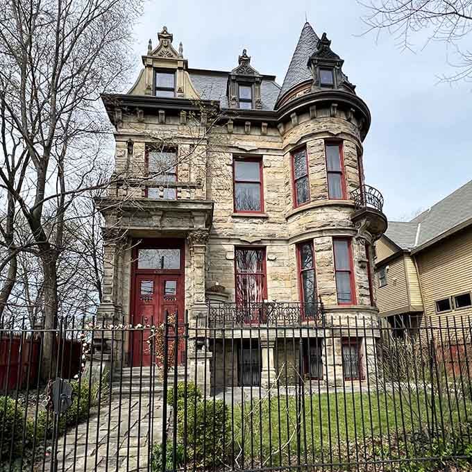 Victorian architecture gone wild: turrets, towers, and enough stone to build a small European village right here.