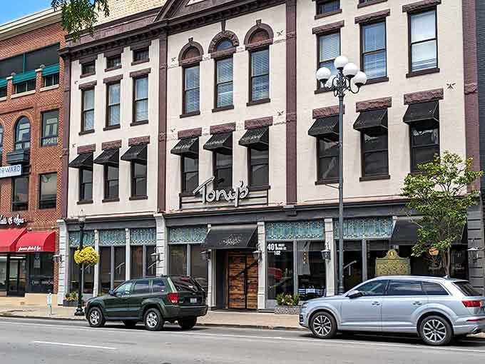 Classic downtown architecture houses this elegant steakhouse where tradition meets exceptional dining in Victorian Square.