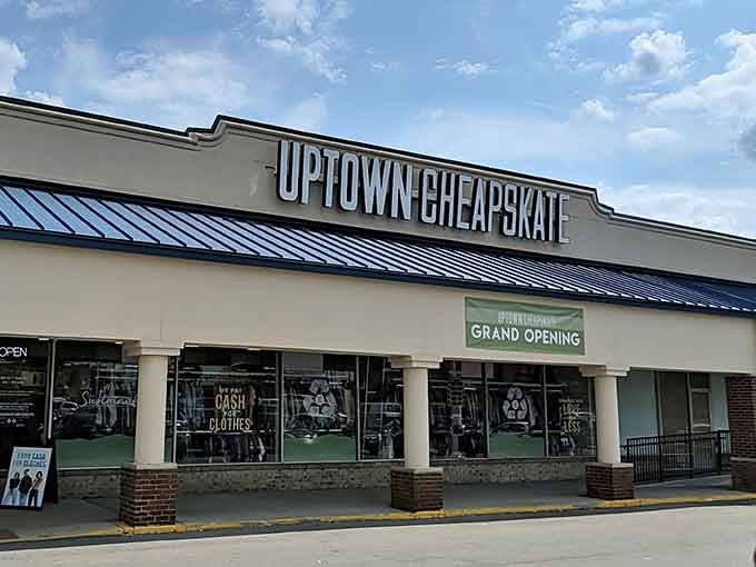 That bold storefront signage means business: trendy fashion finds without the boutique sticker shock waiting for you.