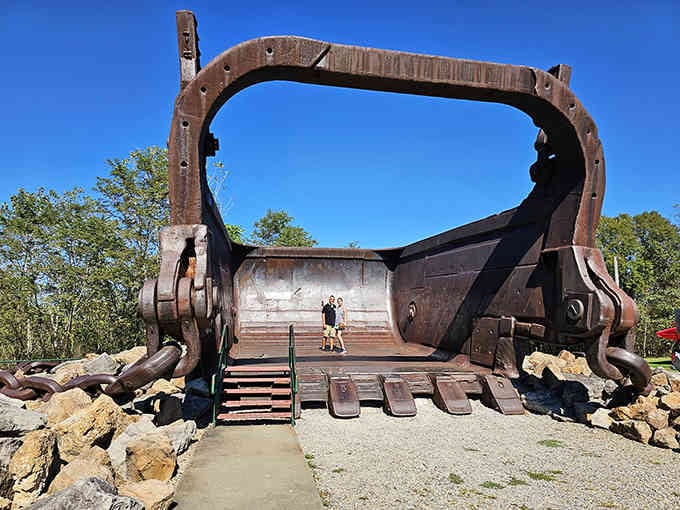 Standing inside this massive steel scoop makes you appreciate the sheer scale of industrial machinery from a bygone era.