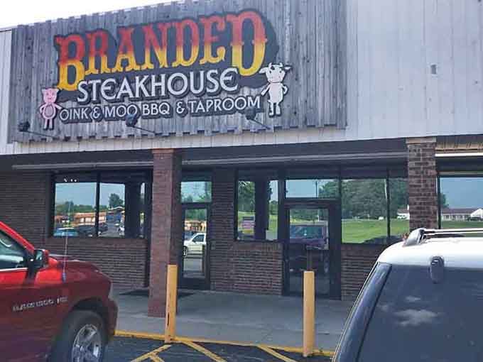 The weathered metal siding and bold signage tell you this place takes its meat seriously but never takes itself too seriously.