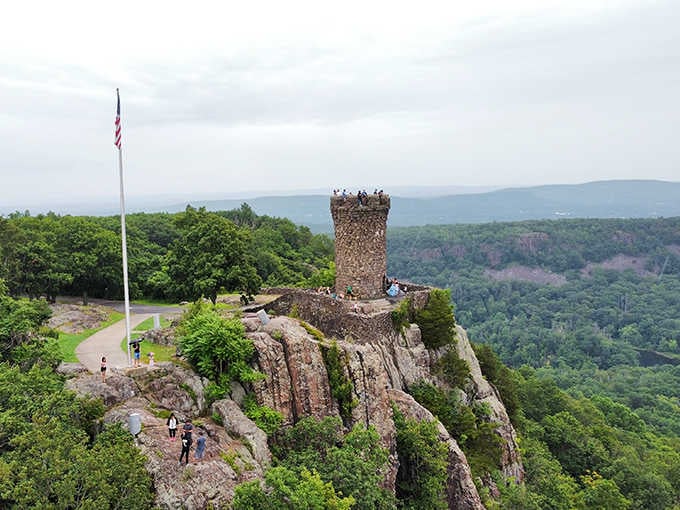 The sweeping valley views from this mountaintop tower rival anything you'd find in the British countryside.