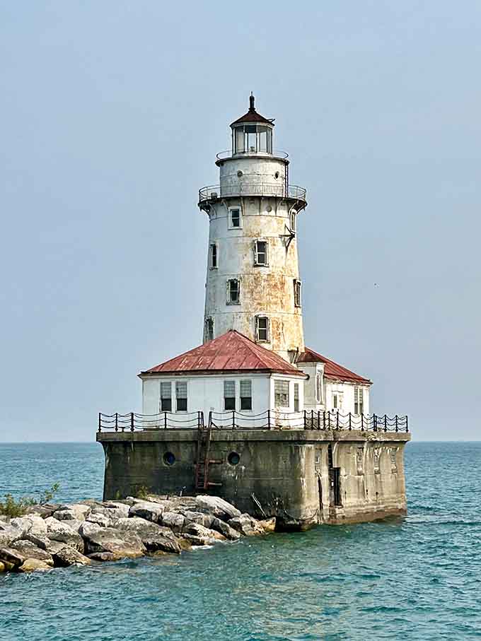 Time and weather have given this lakeside sentinel character that no fresh paint could ever replicate or improve.