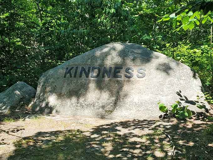 When a boulder carved with "KINDNESS" appears on your forest hike, you know you've found something truly special.