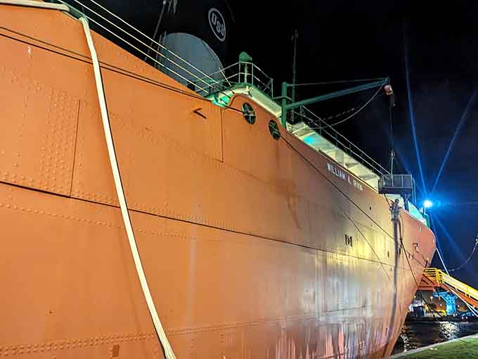 When darkness falls, the William A. Irvin transforms into a floating nightmare you'll never forget exploring.