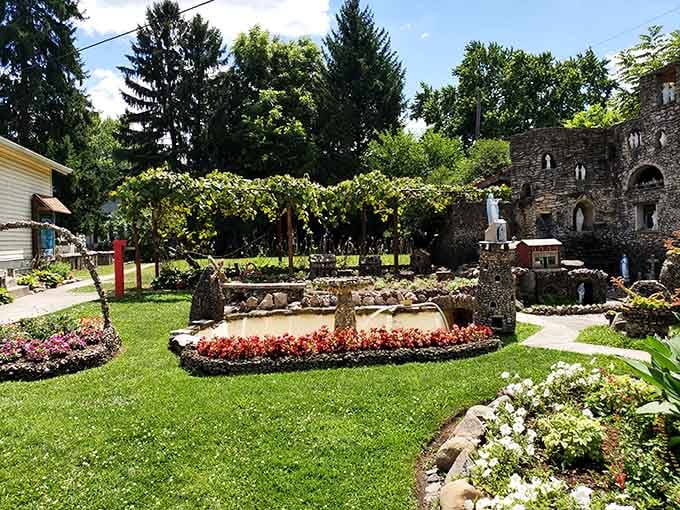 Sunlight dances across handmade structures where imagination turned ordinary stones into extraordinary art and architecture.