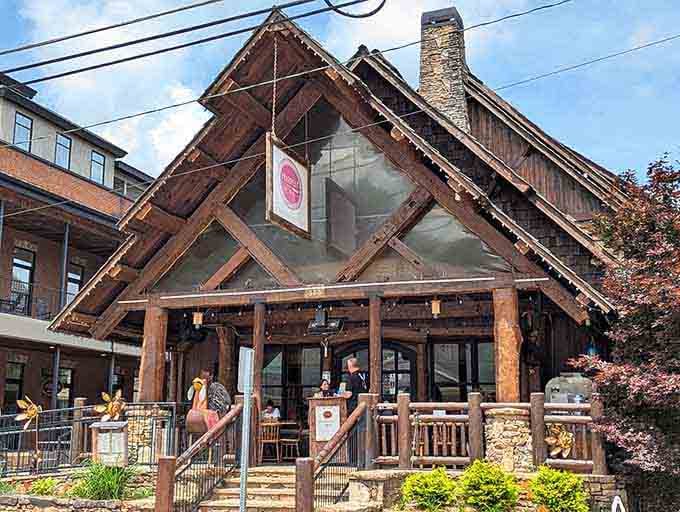 The stone and timber architecture sets the stage for meals that celebrate local farms and mountain flavors.