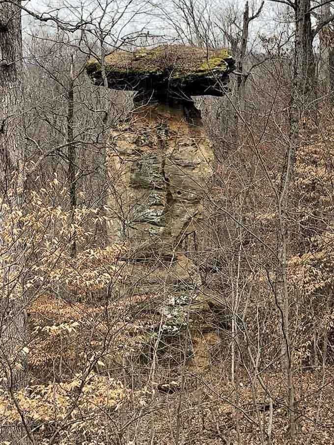 This gravity-defying rock formation looks like it wandered off the set of a Road Runner cartoon, honestly.