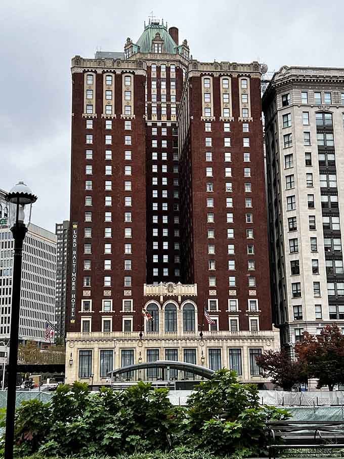 The Lord Baltimore's elegant facade rises like a monument to Jazz Age glamour and mysterious midnight happenings.