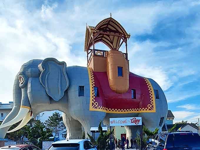 This magnificent pachyderm building welcomes visitors through her leg, because conventional doorways are clearly overrated here.