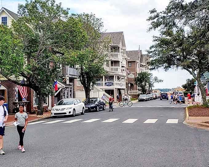 Victorian homes line streets where bicycles outnumber traffic jams and neighbors still wave to passing strangers.