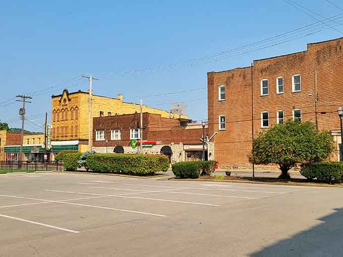 Yellow and brick buildings create a cheerful downtown palette that brightens even the cloudiest Pennsylvania afternoon perfectly.