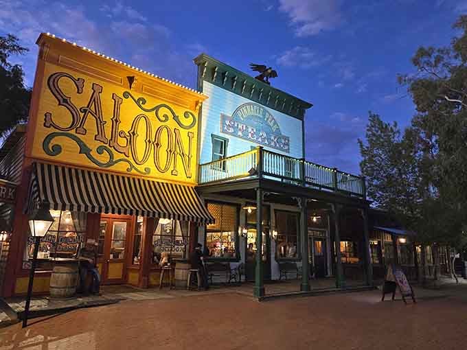 As twilight paints the sky, this frontier town comes alive with the sizzle of mesquite-grilled perfection and cowboy dreams.