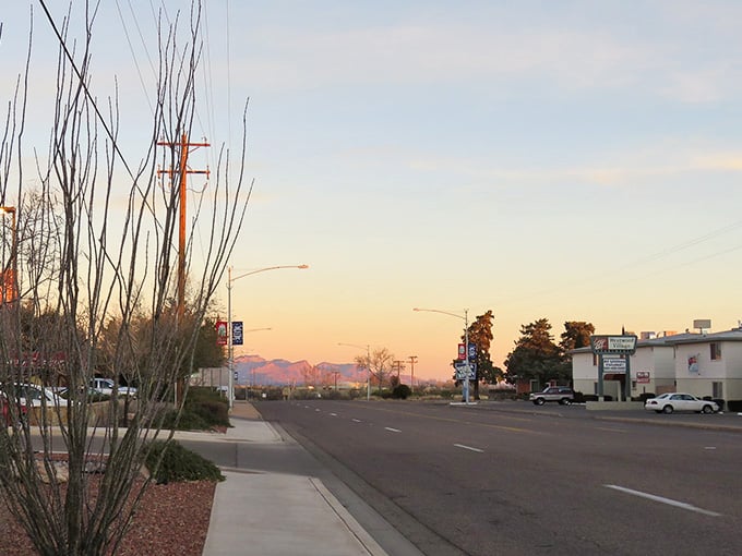 That crystal-clear desert sky makes every errand feel like an adventure, with peaks standing sentinel over daily life.