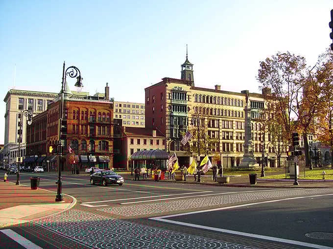 Downtown Springfield blends historic brick charm with modern energy, where autumn trees frame buildings that have stories to tell.
