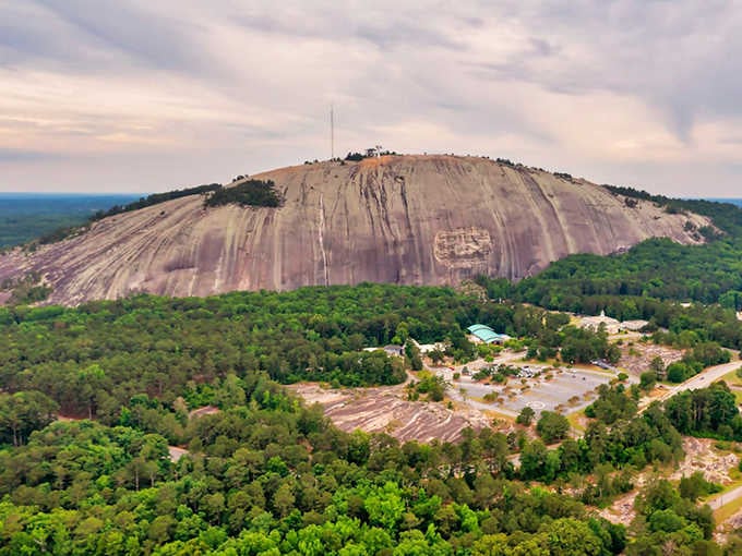 The aerial view reveals just how this ancient rock dominates the landscape&mdash;talk about making an entrance!