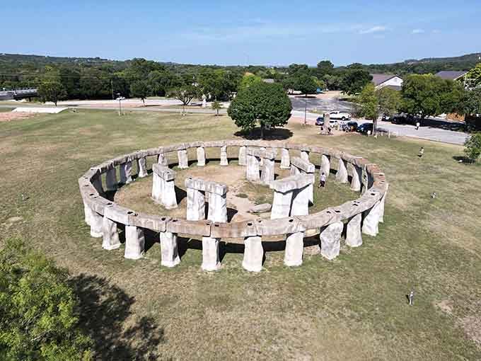 The full circle of standing stones proves ancient mysteries look just as impressive under big Texas skies.