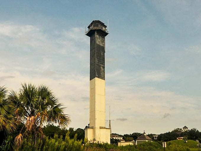 Those bold geometric lines and palm trees create a striking contrast that's pure coastal contemporary style.