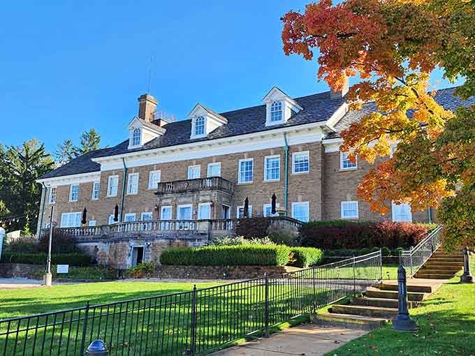 Autumn's brilliant colors frame this elegant estate like nature's own Halloween decoration&mdash;no artificial props needed here.