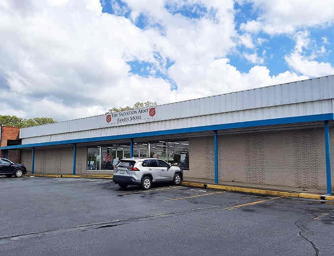 Those dramatic clouds overhead seem to spotlight this treasure trove of secondhand finds below.