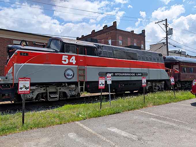 Engine number 54 sits ready for adventure, a classic locomotive that's seen more Pennsylvania scenery than most of us.