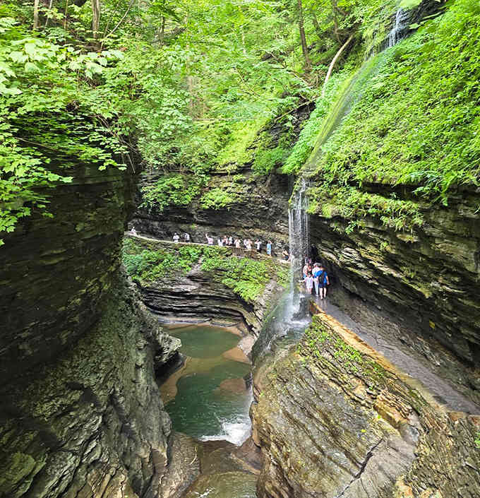 The gorge trail winds past waterfalls at every turn, proving that sometimes nature really does show off shamelessly.