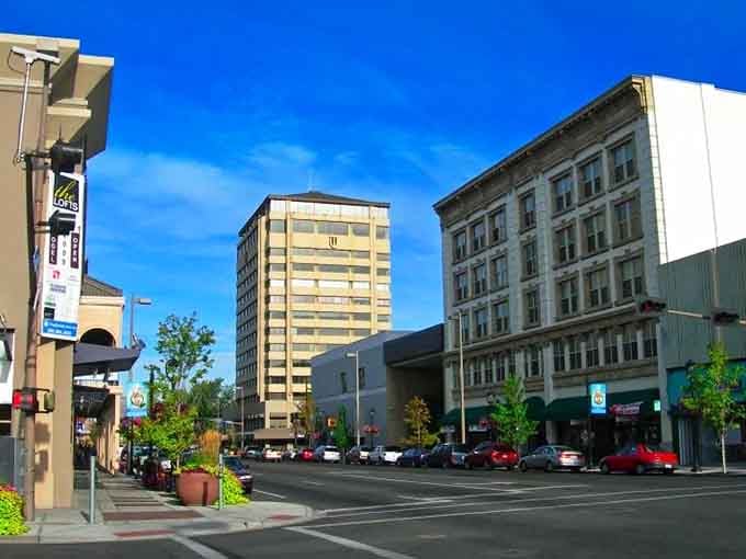 Modern meets historic in this downtown view, where old brick and new energy blend together like a perfect recipe.