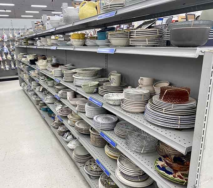 Stacks of plates and bowls ready to outfit your kitchen or finally replace that chipped set from 1987.