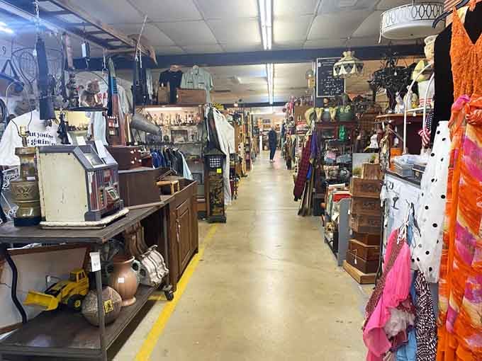 Aisles stretching into infinity, each one promising that perfect vintage find you absolutely don't need but definitely want.