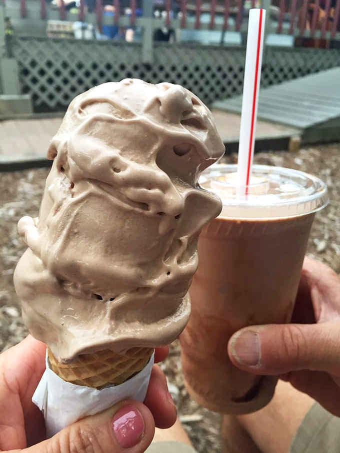 That generous swirl of chocolate custard in a cone proves good things really do come to those who wait.