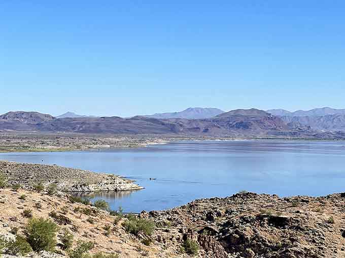 The lake stretches out like nature's own infinity pool, minus the pretentious poolside cocktails and resort fees.